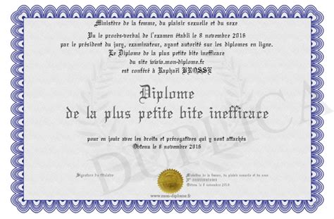 Diplome De La Plus Petite Bite Inefficace