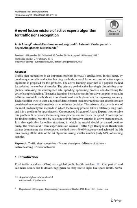 Pdf A Novel Fusion Mixture Of Active Experts Algorithm For Traffic Signs Recognition