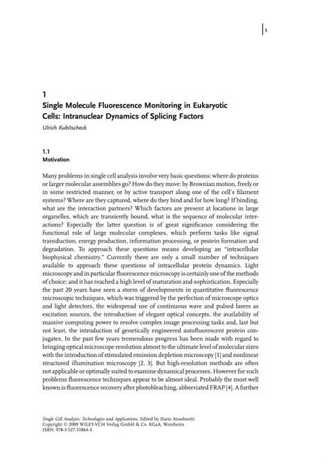 Pdf 1 Single Molecule Fluorescence Monitoring In Eukaryotic Dokumen