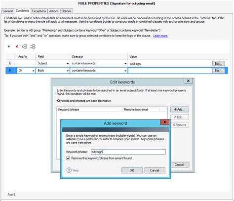 Suppressing And Forcing Email Signatures Via Keywords In CodeTwo Email Signatures On Prem