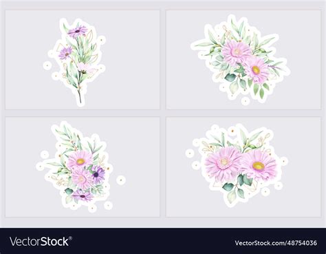 Watercolor Daisy Floral Bouquet Royalty Free Vector Image