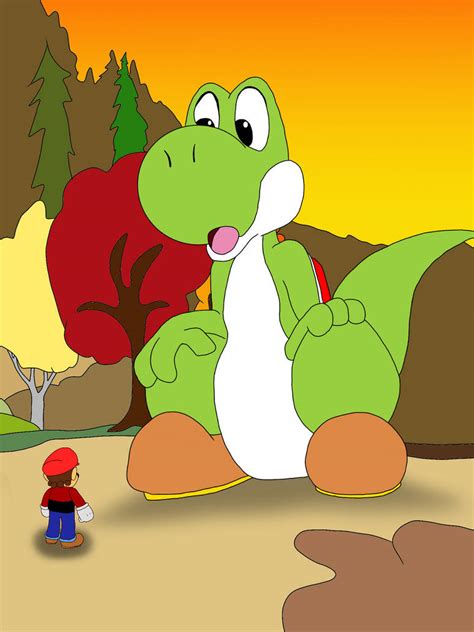 Giant Yoshi Sees Mario Dressed As Hogarth Hughes By Owenstevendallimore