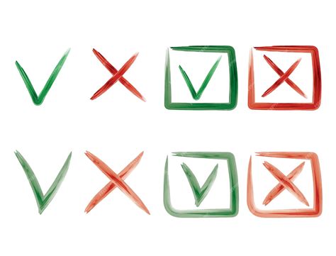 Premium Vector Watercolor Brushes Green And Red Checkboxes Set Of Green Check Mark And Red