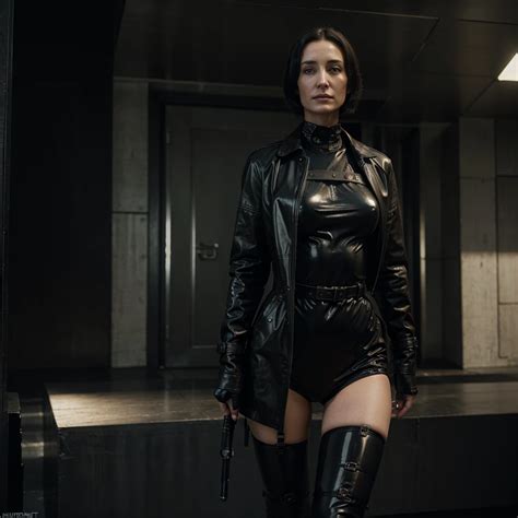 Carrie Anne Moss Like Trinity From The Movie Matrix Sexy Full Body