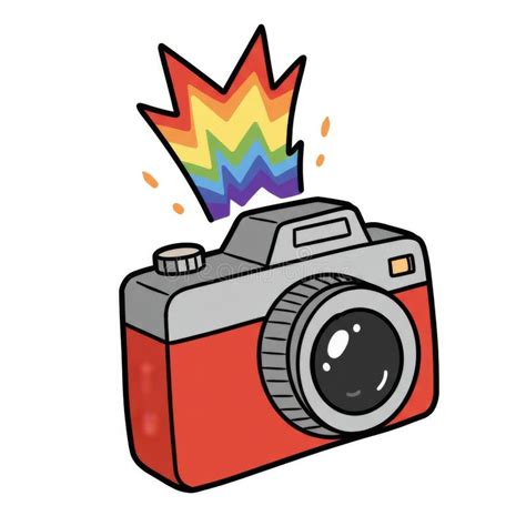 Red Cartoon Camera With Rainbow Flash Stock Illustration Illustration