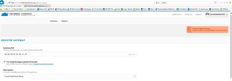 Could Not Register Gateway A Gateway With Id Eui Already Exists TTIG The Things