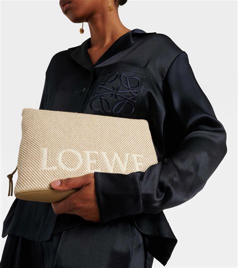 Loewe Oblong Leather Trimmed Jacquard Pouch Loewe