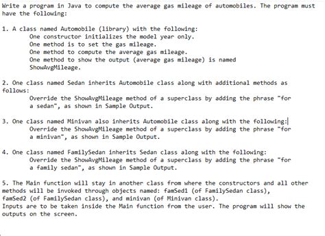 Solved Write A Program In Java To Compute The Average Gas