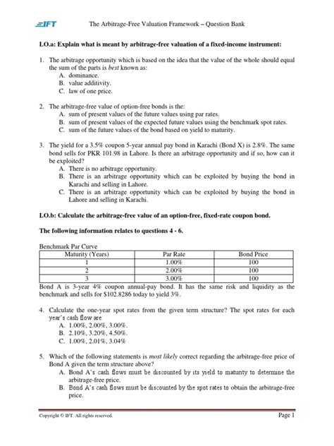 R36 The Arbitrage Free Valuation Framework Q Bank Pdf Pdf Arbitrage
