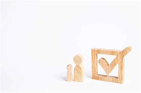 2 개의 나무 인간 숫자 상자에서 눈금 옆에 함께 서 선거와 사회 기술 개념입니다 자원 봉사자 정당 후보자 지역구 유권자입니다 인간의 권리입니다 3차원 형태에 대한 스톡