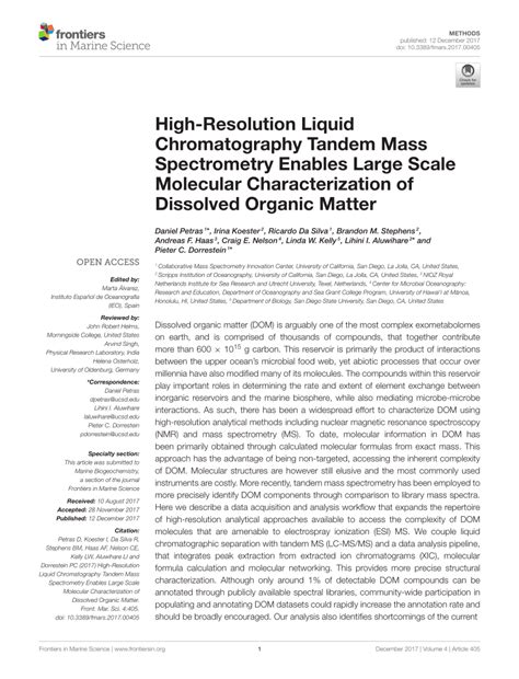 Pdf High Resolution Liquid Chromatography Tandem Mass Spectrometry