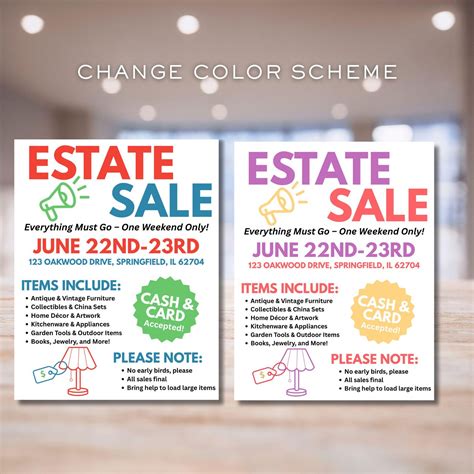 Estate Sale Flyer Flyer Template Yard Sale Flyer Estate Sale Sign
