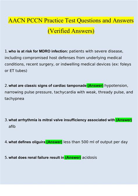 aacn pccn practice test questions and answers 2025 2026 verified