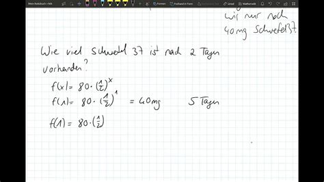 Exponentialfunktion Halbwertszeit Ohne Logarithmus 3 Youtube