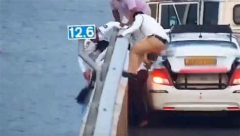 Watch Woman Rescued From Falling Into Sea At Mumbais Atal Setu By Cab