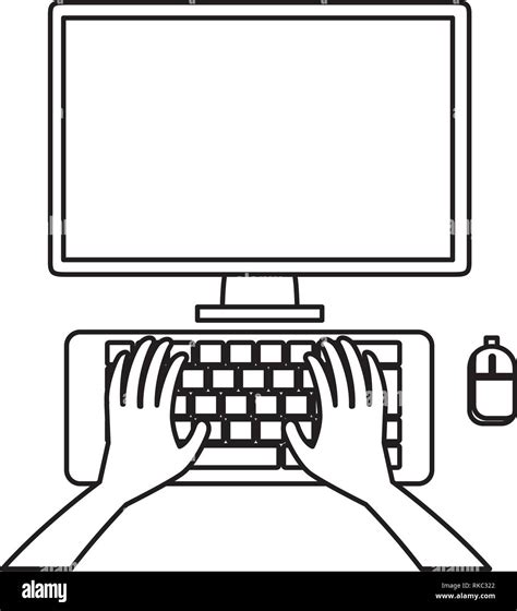 User Hands With Computer Desktop Vector Illustration Design Stock Vector Image And Art Alamy