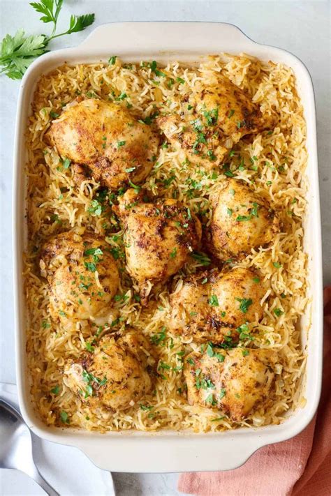Baked Chicken Thighs And Fluffy Basmati Rice Come Together So Easily In