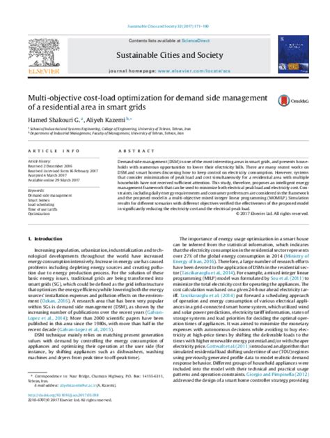 pdf multi objective cost load optimization for demand side management