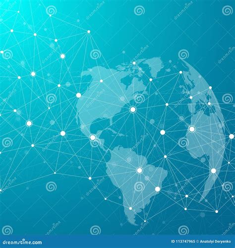 Global Network Connections With Points And Lines Internet Connection Background Stock Vector