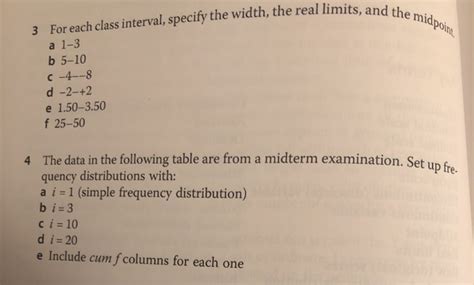 Solved 3 For Each Class Interval Specify The Width The