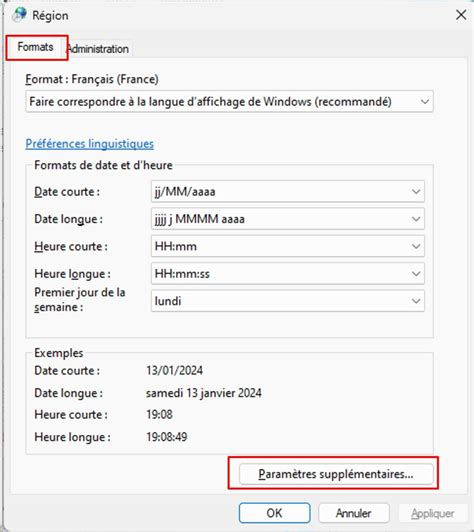 windows excel personnaliser le format des nombres et des heures