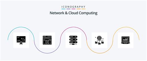Network And Cloud Computing Glyph 5 Icon Pack Including Tecnology Laptop Data Folder