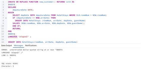 Postgresql Error Unterminated Dollar Quoted String At Or Near Body