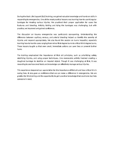 Nstp Essay And Reflection During The Basic Life Support Bls