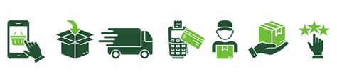 Shipping Purchase Order Guide Silhouette Icon Set Delivery Process