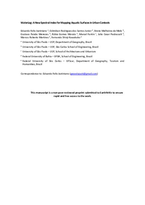 pdf waterlog a new spectral index for mapping aquatic surfaces in
