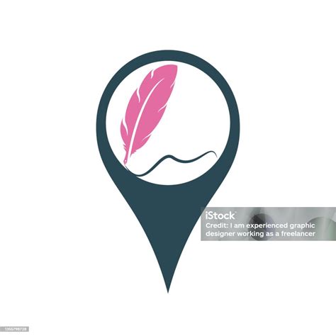 깃털 핀 로고 디자인 위치 핀 아이콘 내부의 깃털입니다 깃털 핀 맵 아이콘입니다 개념에 대한 스톡 벡터 아트 및 기타 이미지 개념 개념과 주제 교육 Istock