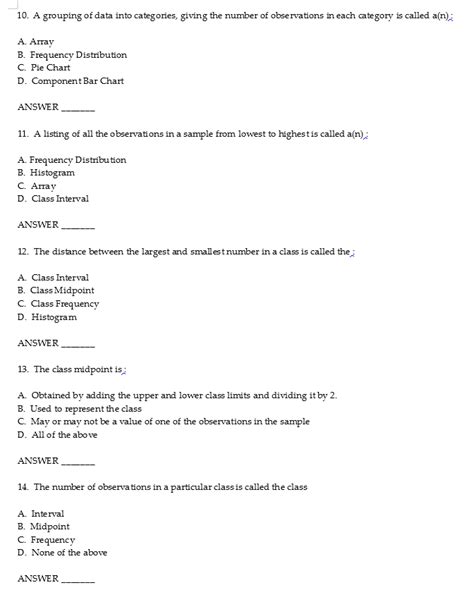 Solved A Grouping Of Data Into Categories Giving The Chegg