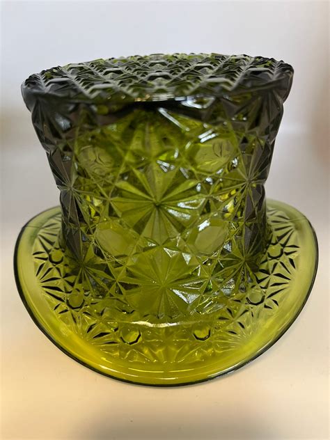 Three Green Fenton Glass Top Hats Etsy