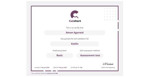 aman s skill certificate for kotlin cutshort