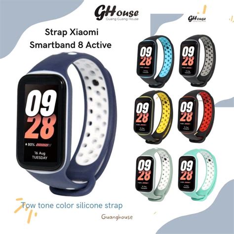 Jual Strap Xiaomi Smart Band Active Two Tone Bolong Tali Jam Smart Band Active Silikon Dua