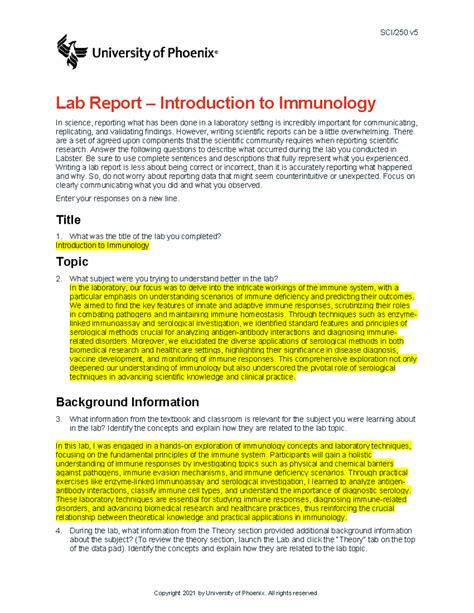 Sci250v5wk6 Lab Report Introduction To Immunology Sci250 V Lab