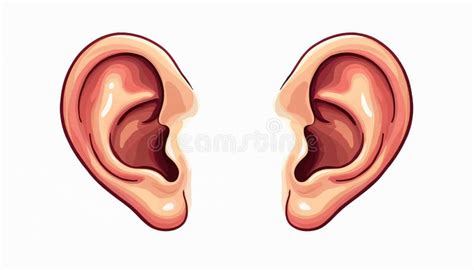 Two Cartoon Style Human Ears Presented From Side Ears Rendered In Warm