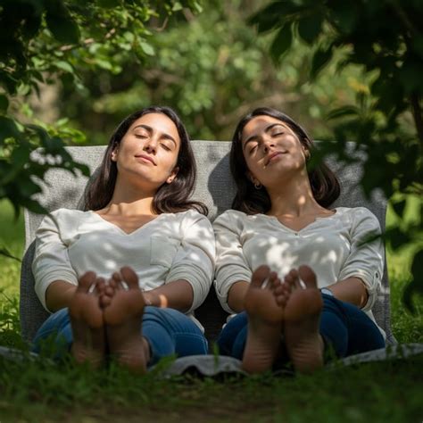 Serene Barefoot Hispanic Women Relaxing Outdoors Ai Art Generator