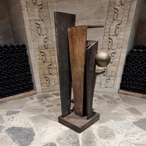 1990s Modern Abstract Art Geometric Sculpture Iron And Bronze For Sale