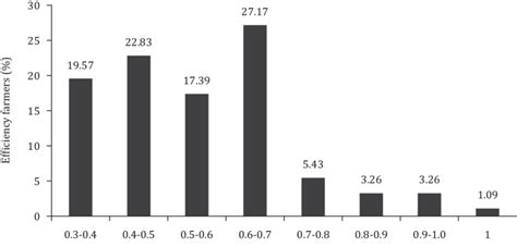 Proportion Of Farmers In The Efficiency Group Download Scientific