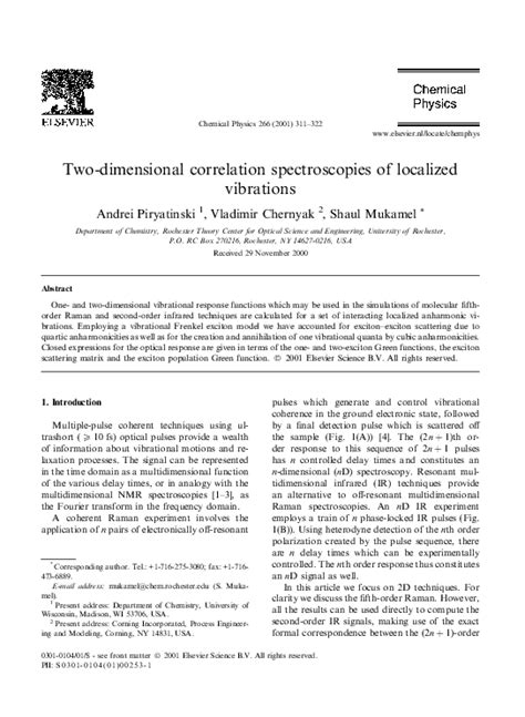 Pdf Two Dimensional Correlation Spectroscopies Of Localized Vibrations