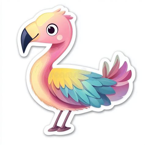 Cute Flamingo Sticker In Vector Illustration Style Ai Illustration