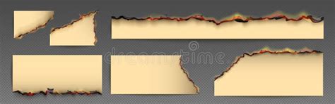 Burnt Parchment Paper Edge Effect With Fire Vector Stock Illustration