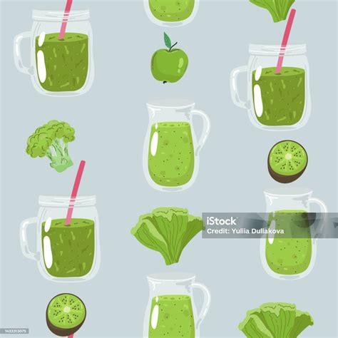 바나나와 딸기 스무디를 유리 병에 넣습니다 신선한 여름 음료 흰색 배경에 매끄러운 패턴을 손으로 그렸습니다 해독과 건강한 삶 0명에 대한 스톡 벡터 아트 및 기타 이미지