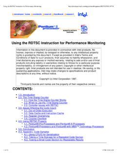 Using The RDTSC Instruction For Performance Monitoring Using The Rdtsc Instruction For