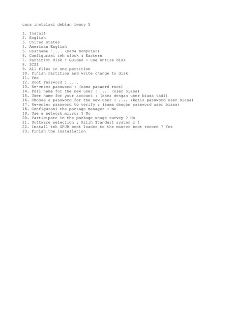 Install Debian 5 Lenny Txt