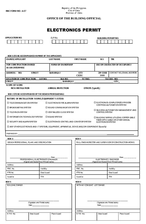 Electronics Permit Application For Commercial Building Form A 07
