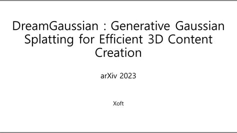 [논문 리뷰] Dream Gaussian Image To 3d Youtube