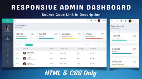 Create Responsive Admin Dashboard Using HTML And CSS Only