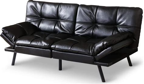 Buy Futon Sofa Bed Memory Foam Faux Leather Sofa Bed Convertible Sofa